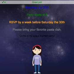 Invitaciones de la fiesta - Python with Functions | Codesters Curriculum